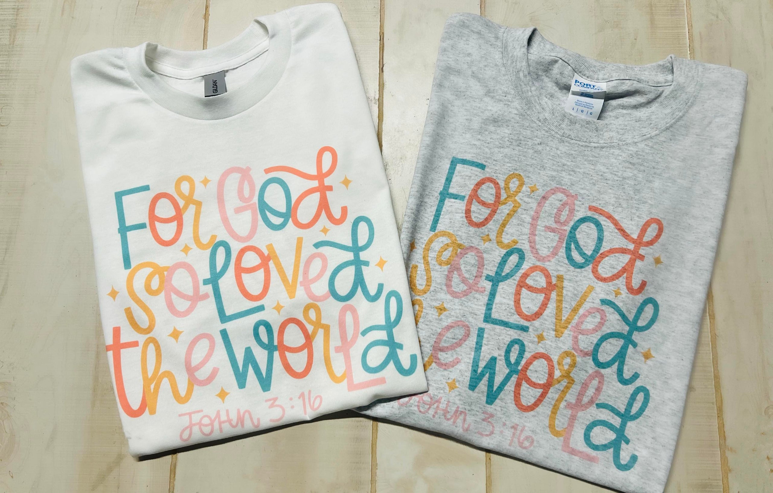 For God So Loved the World Colorful Sublimation Shirt | Parker and Co.